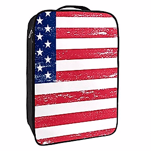Nanmma Waterproof Shoe Box Bags Pouches Grunge American Flag for Travel Storage Organizer Bag