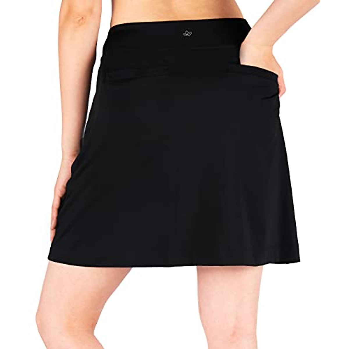 Yogipace Women's 4 Pockets UV Protection 17" Long Tennis Running Skirt Athletic Golf Skort Black Size L