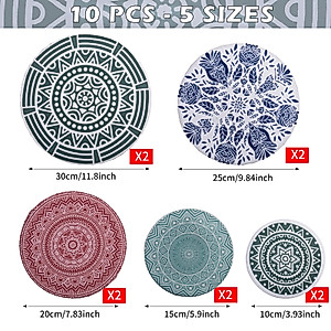 10Pcs Reusable Bowl Covers In 5 Size, Stretch Cloth Fabric Dish Cover Kitchen Storage Containers Lids for Fruits Food Leftover Dough Bread Proofing