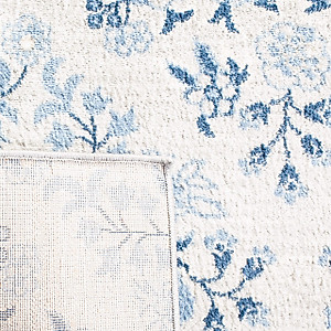 SAFAVIEH Brentwood Collection 4' x 6' Cream/Blue BNT856D Floral Shabby Chic Trellis Non-Shedding Living Room Bedroom Accent Rug