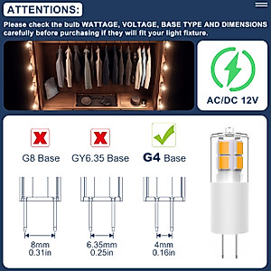GOHDLAMP G4 LED Bulb 12V 3W Warm White - 6-Pack, Low Voltage Landscape Light Bulbs, JC Bi-Pin Base, Energy-Efficient 20W to 30W Halogen Replacement