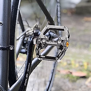 MTB/Road Bike Pedals Aluminium Alloy Bicycle Pedals Mountain Bike Pedals 9/16" Sealed Bearing Platform for BMX MTB Bike (Black Silver)