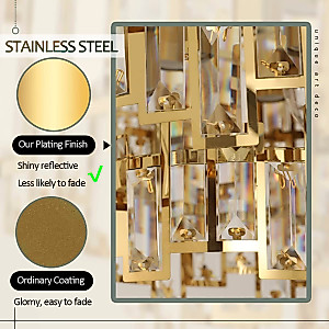 ANTILISHA Gold Crystal Chandelier Lighting Foyer Hall Entry Way Chandeliers Light Fixture for High Ceiling Sloped Pendant Hanging French Empire Style Round Large