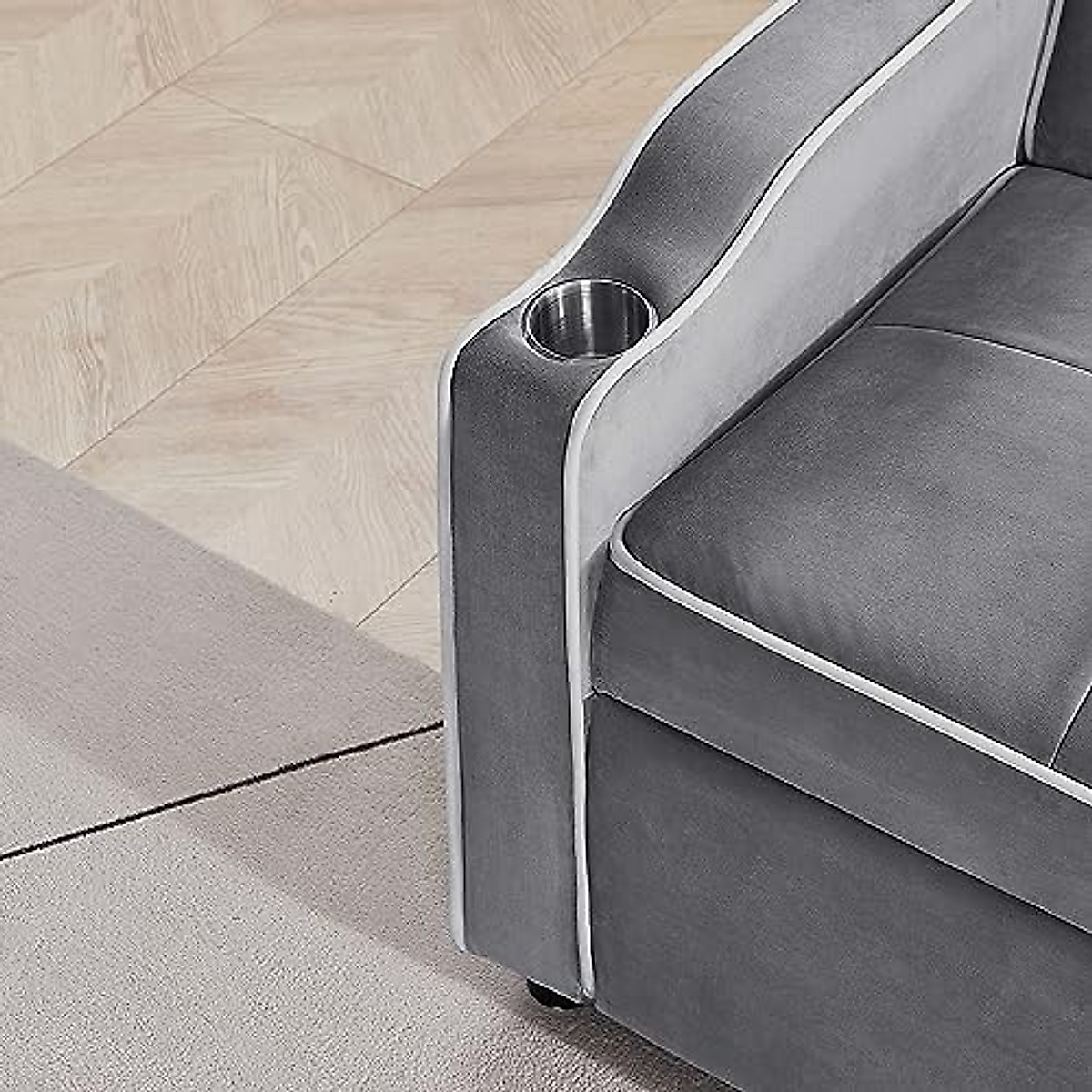 Upholstered 2 Seaters Futon Sofa Loveseat with Adjustable Backrest Convertible Sleeper Couch Bed for Small Space Apartment Office Living Room Furniture Sets