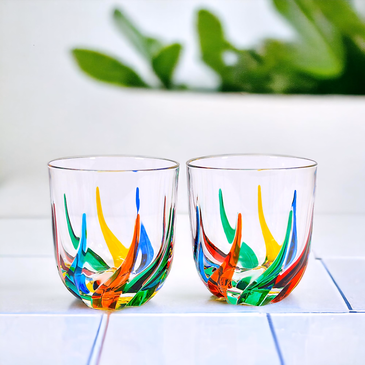 Italian Crystal Whiskey Glass Set of 2, 12 oz Glasses Thick Bottom Bourbon Glasses Old Fashioned Rocks Glass Tumbler for Scotch, Cocktail, Liquor, Home Bar Whiskey Gifts for Men