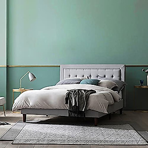 Zinus Dachelle Upholstered Platform Bed Frame / Mattress Foundation / Wood Slat Support / No Box Spring Needed / Easy Assembly, Queen