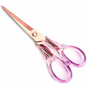 Creechwa Scissors Purple, Stainless Steel Blade with Acrylic Handle, All Purpose Scissor for Office, School, Home, Fabric Shears, Tijeras