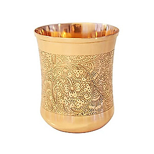 Alchemade 100% Pure Copper Mint Julep Tumbler Cups - 12 Oz Derby Cups With Etched Floral Design For Mint Juleps, Cocktails, Or Your Favorite Beverage - Keeps Drinks Colder, Longer