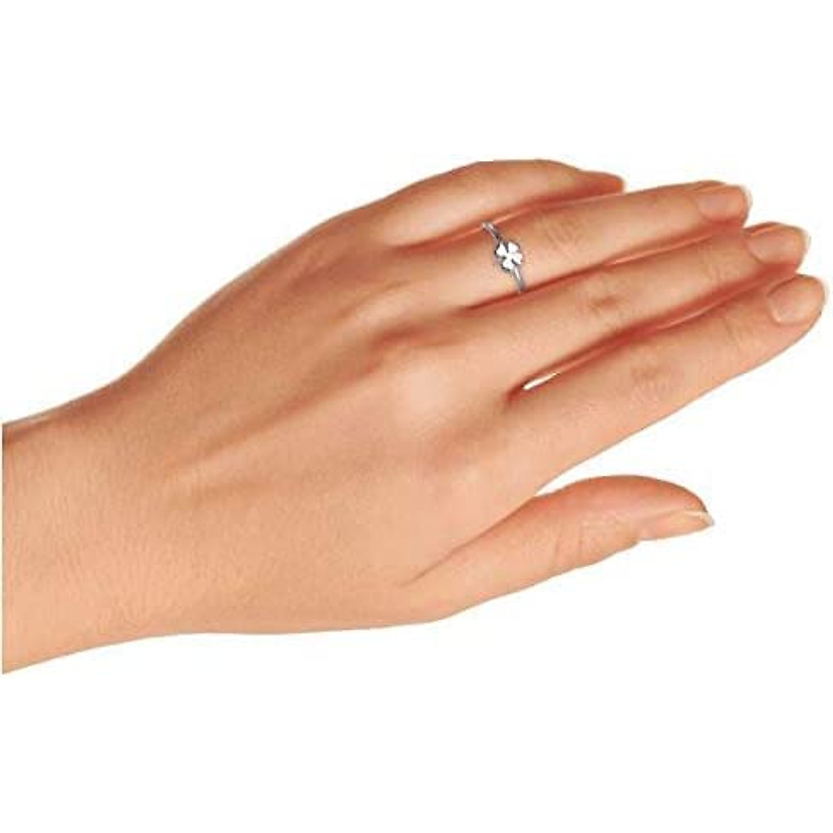 Minimalist Irish Shamrock Four Leaf Clover Stackable Ring Midi Knuckle 1MM Band For Teen Women .925 Sterling Silver