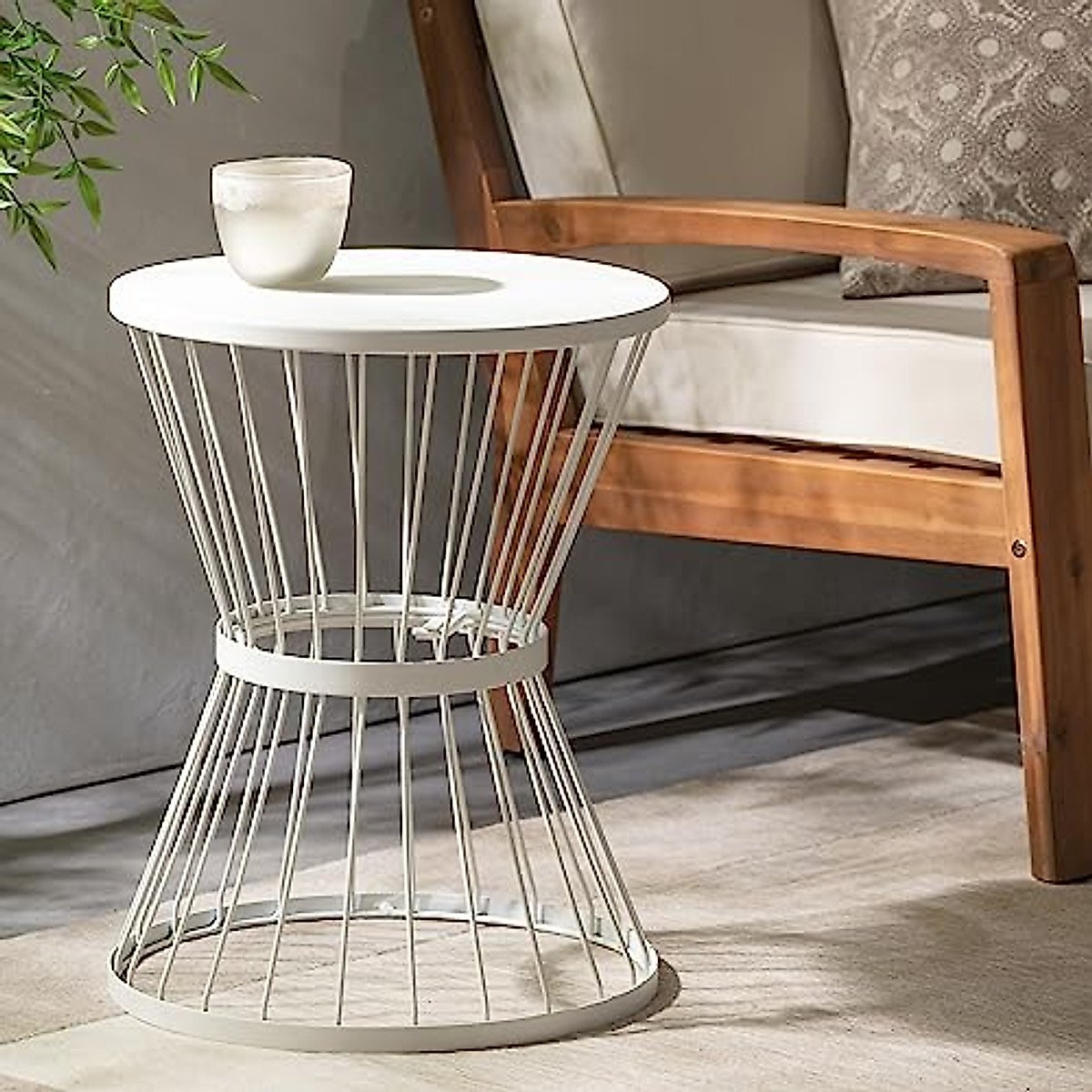 Christopher Knight Home Lassen Outdoor 16" Iron Side Table, Matte White