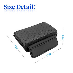 XINLIYA Car Armrest Cushion, Carbon Fiber Leather Auto Center Console Pad, Memory Foam Armrest Box with Storage Bag, Hand Rest Pillow with Organizer Pockets, Universal Fit for Most Vehicles