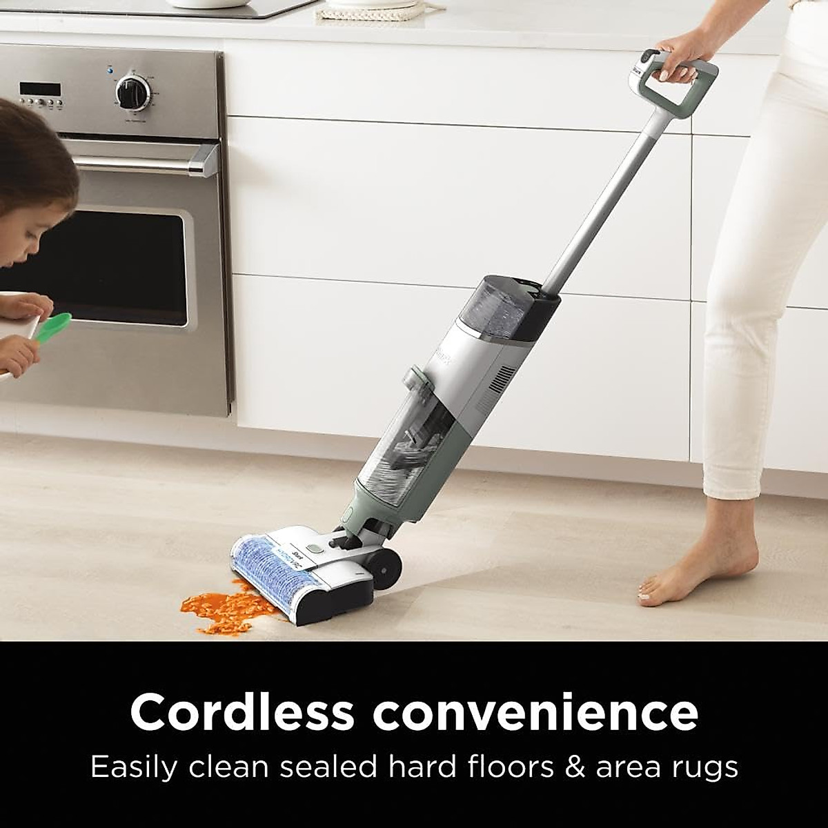 Shark AW201 HydroVac Cordless Pro XL 3-in-1 Vacuum, Mop & Self-Cleaning System with 2 Antimicrobial Brushrolls* & 2 Solutions for Multi-Surface Cleaning, for Hardwood, Tile, Area Rug & More, Tea Green