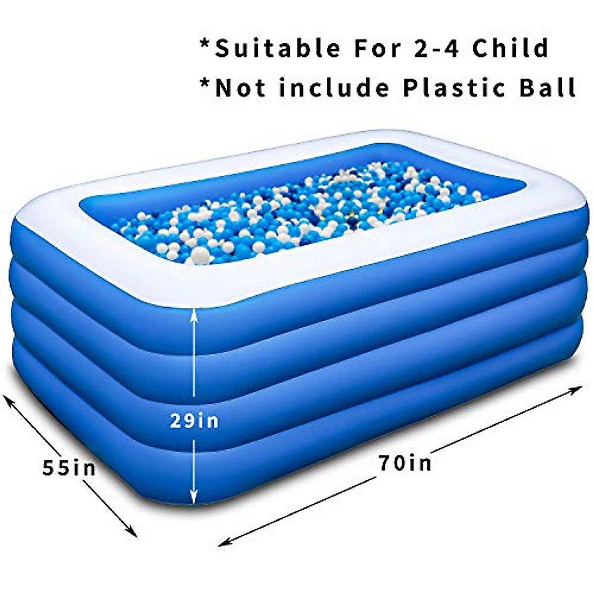 Inflatable Swimming Pool, 70x55x29 inch Inflatable Swimming Pool, Family Swimming Pool, Summer Water Party, Toddler, Outdoor, Garden, Backyard