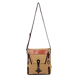 TSD Brand Hidden Woods Canvas Crossbody Bag w/Flap (Brown)