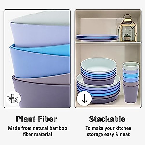 HM-tech 6pcs Bamboo Kids Bowls (20 fl oz) for Baby Feeding, Toddler Bowls, Tableware for Baby Toddler Kids Bamboo Toddler Dishes & Dinnerware Sets