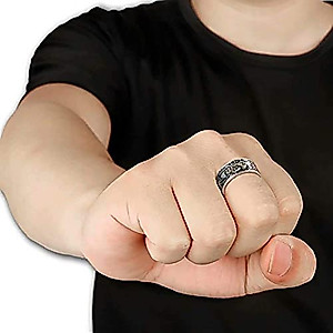 JAJAFOOK 990 Silver PIXIU MANI Amulet Lucky Wealth Buddhist Mantra Ring Wealth Money Feng Shui Ring Jewelry, Adjustable, Women