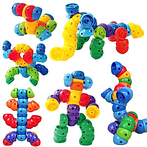 KUTOI Snap n Twist Building Toys - Wocky Blocks - 80 Piece STEM Snap Cubes for Preschool & Elementary School, Tactile Sensory Toys for Boys & Girls, Ages 3+