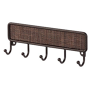 iDesign Twillo Steel Wall Mount 4-Hook Key Rack - 8" x 1.25" x 2.75", Bronze