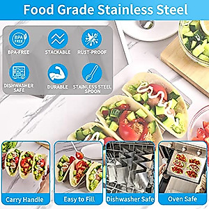 GEIKR Stainless Steel Taco Holders Set of 4, 𝟮𝟬𝟮𝟯 𝙉𝙚𝙬 Oven & Dishwasher & Grill Safe Taco Trays, Each Metal Taco Stands for 3 Tacos, Taco Rack with Handles, Stylish Taco Shell Holders