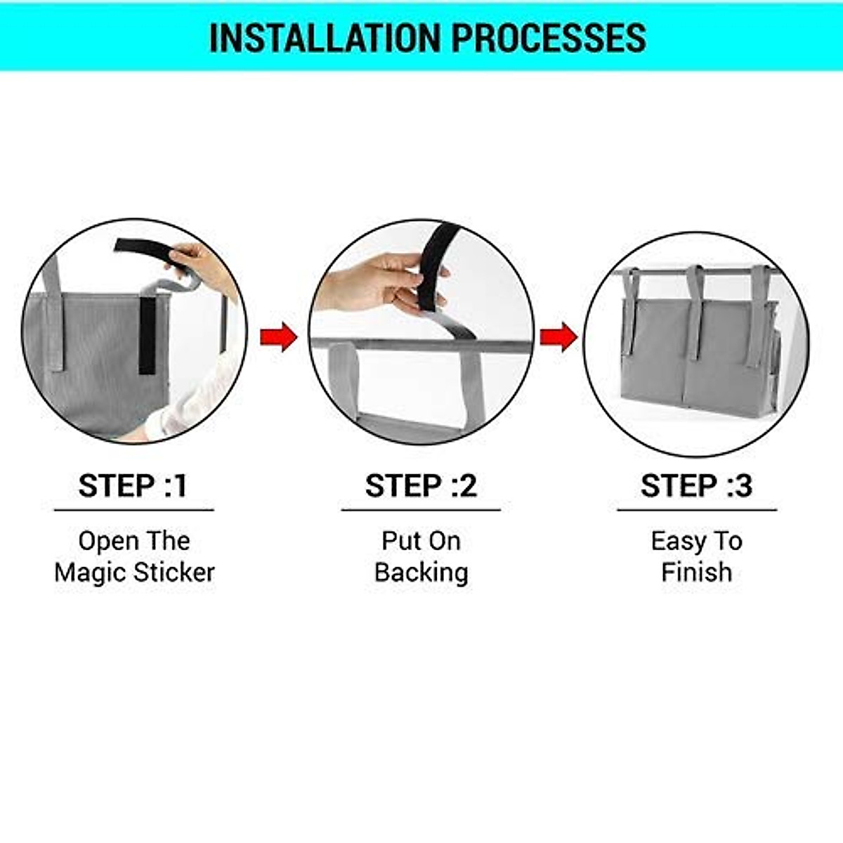 Corodo Bedside Caddy, Bedside Organizer for Dorm Bed, Bunk Bed Caddy with 8 Pockets for Baby Bed, Hospital Beds, Grey