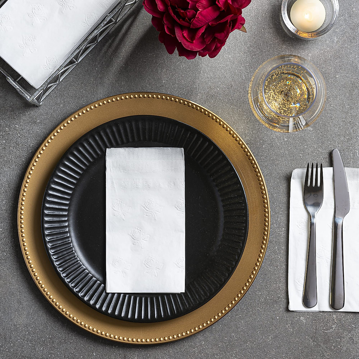 Comfy Package [300 Count - 7 ½” x 4 ¼” Folded] Paper Dinner Napkins - Disposable 2-Ply White Party Napkins (15” x 17” Unfolded)