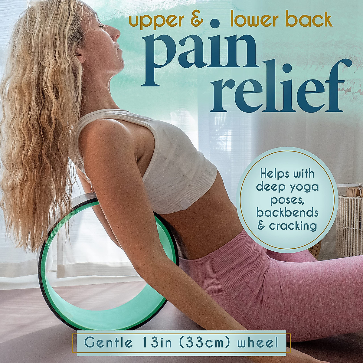 Florensi Back Roller - Back Stretcher, Back Cracker, Yoga Wheel, Deep Tissue Massager - for Back Pain Relief, Back Cracking, Yoga Stretching, Trigger Point Therapy - Foam Padded Rollers