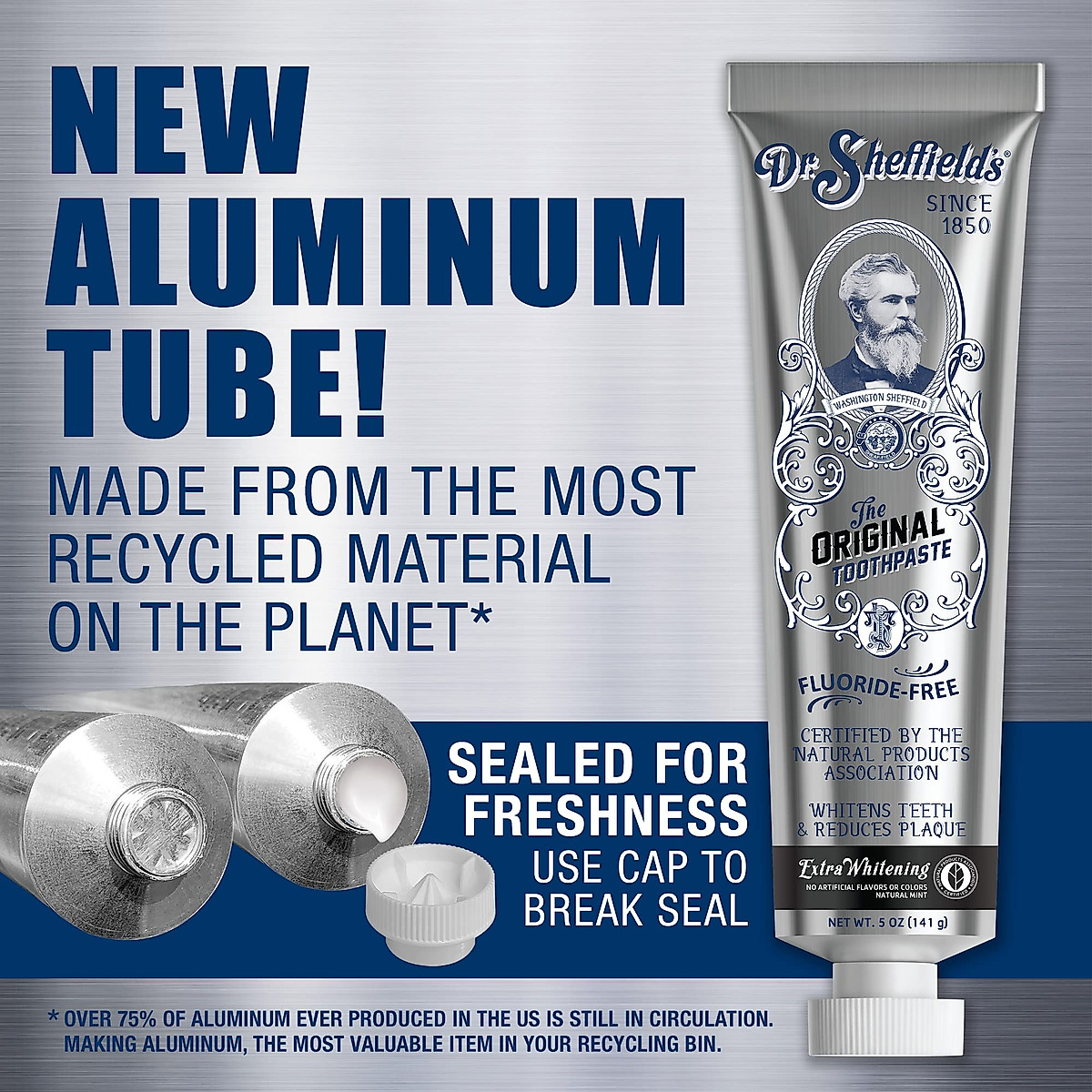 Dr. Sheffield’s Certified Natural Toothpaste (Extra-Whitening) - Great Tasting, Fluoride Free Toothpaste/Freshen Your Breath, Whiten Your Teeth, Reduce Plaque (2-Pack)