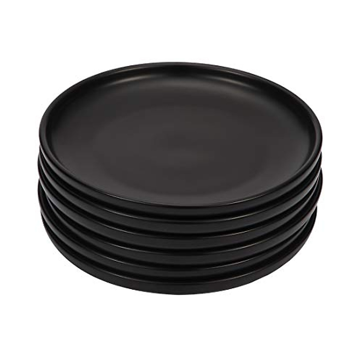 BonNoces 6 Inches Small Appetizer Plates Matte Porcelain, Elegant Mini Size Round Serving Plates for Dessert, Salad, Snacks, Set of 6 (Black)