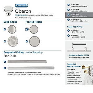 Amerock | Cabinet Knob | Polished Nickel/Frosted | 1-3/8 inch (35 mm) Diameter | Oberon | 1 Pack | Drawer Knob | Cabinet Hardware