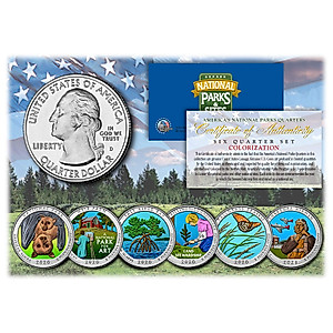 Merrick Mint 2020 2021 America The Beautiful Colorized Parks Quarters 6-Coin Set with Capsules and Certificate