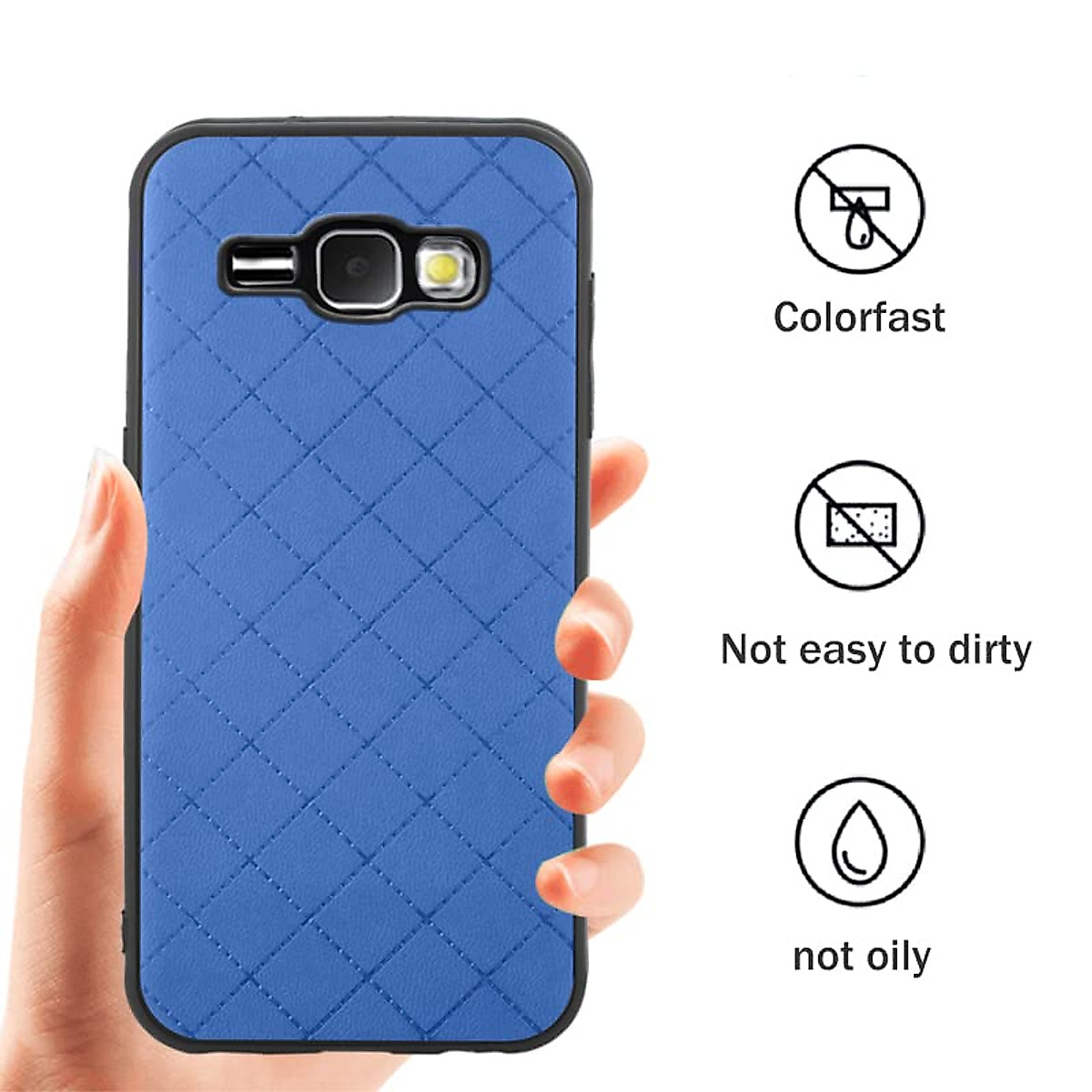 ELISORLI Compatible with Samsung Galaxy J1 2016/Amp 2/Express 3/Luna Case Rugged Thin Slim Cell Accessories Anti-Slip Fit Rubber TPU Mobile Phone Soft Cover for Glaxay Amp2 SM-J120A Women Men Blue