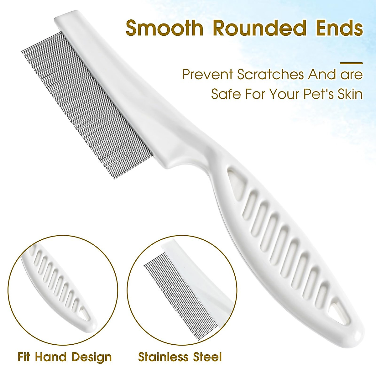 4pcs White Tick Comb for Dogs,Dog Flea Comb Cat Flea Comb Flea Comb for Kittens,Fine Tooth Tear Stain Remover,Large and Small Grooming Comb for Pets, Fine Tooth Tear Stain Remover