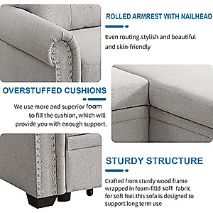 Small Sectional Sofa Bed Sleeper Couch Pull Out Couch Bed with Storage Chaise for Apartment,Living Room, Basement, Guest Room, Grey