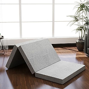 Folding Mattress Single Size with Storage Bag, 4 inch Trifold Mattress with Breathable & Washable Cover Portable Foldable Mattress for Traveling, Camping, Guests, 75" L x 35" W