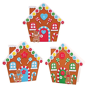 Baker Ross AT186 Gingerbread House Mix & Match Card Kits - Pack of 6, Decorate and Display for Christmas Decorations, Ideal Kids Arts and Crafts Project