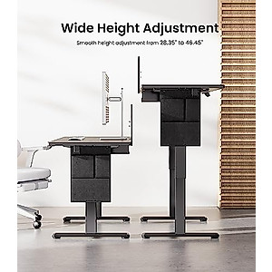 ErGear Electric Standing Desk Adjustable Height with Storage Bag,55 x 24 Inches Sit Stand up Desk, Memory Computer Home Office Desk with Cable Management Tray,DIY Bulletin Board (Black)