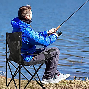 YSSOA Portable Folding Black Camping Chair, 2-Pack