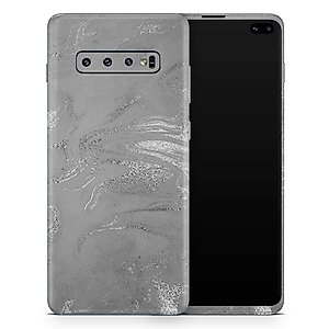 DesignSkinz Dark Silver Marble Swirl V6 Protective Vinyl Decal Wrap Skin Cover Compatible with The Samsung Galaxy S20 (Screen Trim & Back Glass Skin)