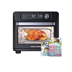Air Fryer Toaster Oven Combo, Paris Rhône 24-in-1 Countertop Convection Ovens, 26QT Large Rotisserie Cooker with Led Digital Touchscreen, Sensitive Knob, Basket, Rack Tray, Cookbook and Magnet Menu
