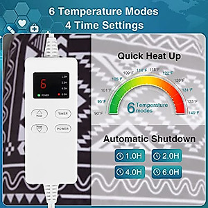 Heating Pad Toberto XL Electric Heating Pad for Back Pain and Cramps Relief,4 Timer Settings,12”x 47”Large Heating Pad with Auto Off and 6 Heat Setting for Period Cramps,Neck and Shoulders