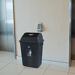 Rinboat 18 Gallon Plastic Swing Top Trash Cans, Large Waste Bins with Lids, Grey, 4 Packs