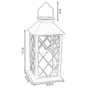 Sunnydaze Concord Outdoor Solar LED Decorative Candle Lantern - Rustic Farmhouse Decor for Patio, Porch, Deck and Garden - Tabletop and Hanging Outside Light - Set of 2 - 11-Inch - Black
