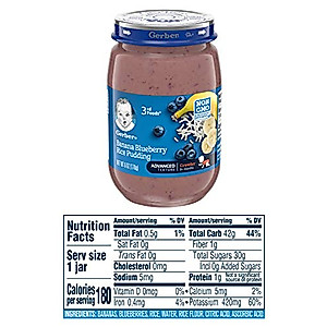 Gerber 3rd Foods Jar Variety Pack - 3 Jars of Banana Blueberry Rice Pudding, 3 Jars of Pasta Marinara, 3 Jars of Pasta Primavera, 3 Jars of Garden Veggies & Rice - 6 OZ Jars (12 CT)