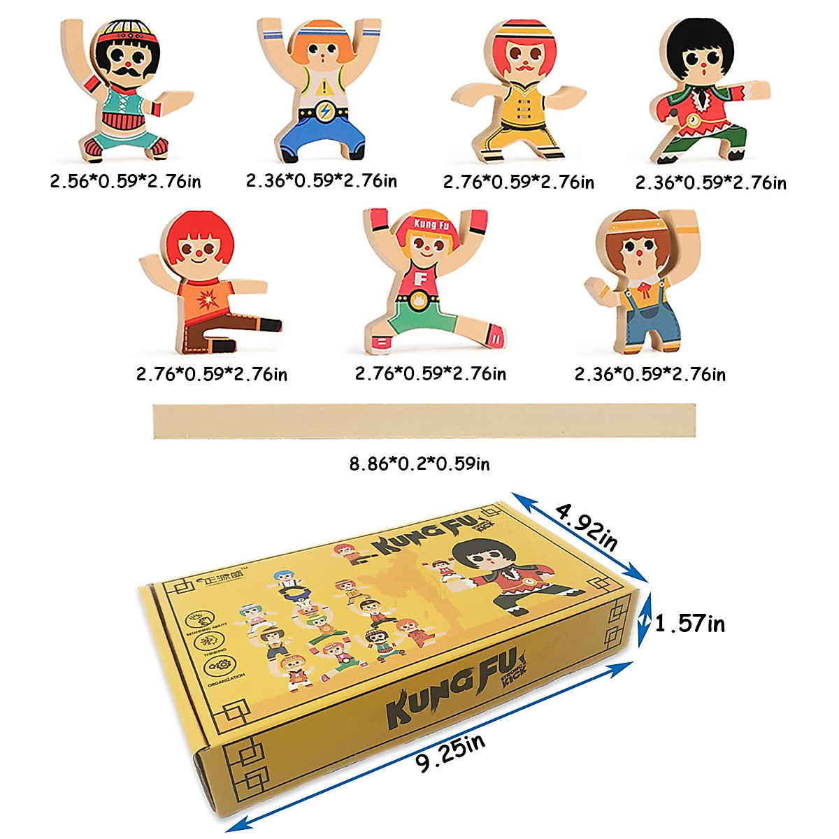 Naughtybro Wooden Stacking Balancing Blocks Building Games, Kung Fu Boy Hercules Acrobatic Troupe Interlock Balance Toys Gift for Toddlers Kids & Teens 14 Pieces