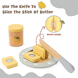 Frogprin Pop up Toaster Play Kitchen Playset, Wooden Toy Food 13 Pcs Play Kitchen Accessories, Pretend Play Food Sets for Kids Kitchen, Interactive Early Learning Toaster for Girls & Boys