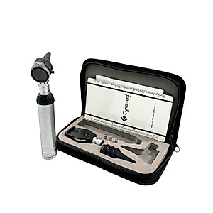 Cynamed Otoscope Set-3.2V Bright White LED Otoscope Set with Accessories - The Perfect Tool for Nurses (Zipper Leather Case)
