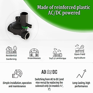 Galcon YLZ 3/4-inch Solenoid Globe Valve AC 24V FPT Irrigation Control Inline w/Flow Control Reinforced Plastic, Drip Irrigation, Greenhouse Residential & small Commercial Sites GAVASY312Q9