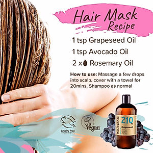 naissance Grapeseed Oil 16 fl oz Pure & Natural, Vegan, Hexane Free, Non GMO - Ideal for Aromatherapy and as a Massage Base Oil - Natural Moisturizer and Conditioner for Hair & Skin