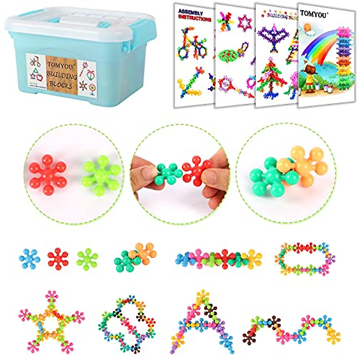 TOMYOU 200 Pieces Building Blocks Kids STEM Toys Educational Building Toys Discs Sets Interlocking Solid Plastic for Preschool Kids Boys and Girls Aged 3+, Safe Material Creativity Kids Toys