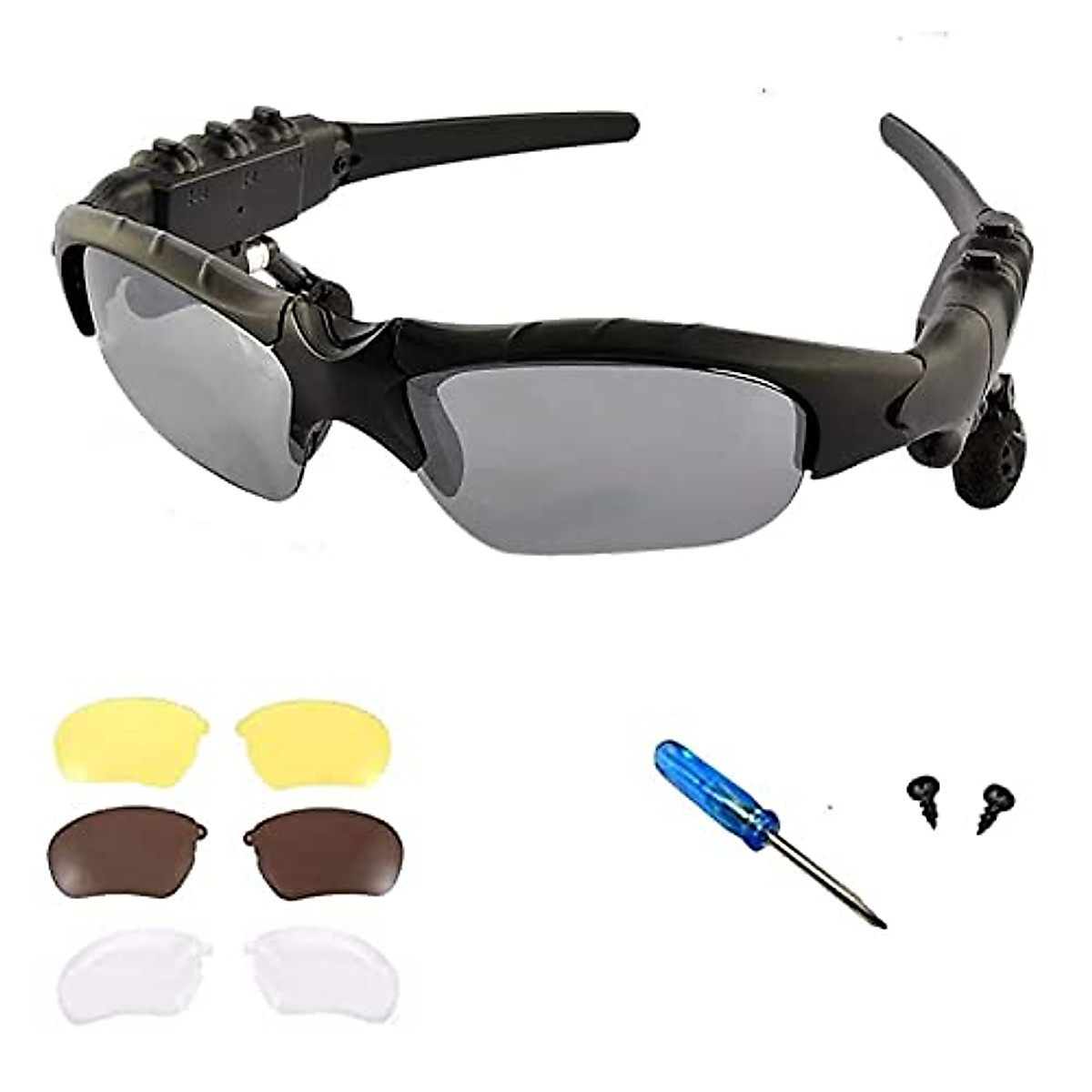 Wireless Bluetooth MP3 Sunglasses Polarized Lenses Music Sunglasses V4.1 Stereo Handfree Headphone for iPhone Samsung Most Smartphone or PC (Black-Gray)
